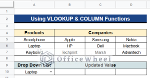 Updating Cell Values Based on Selection in Drop Down List in Google Spreadsheet