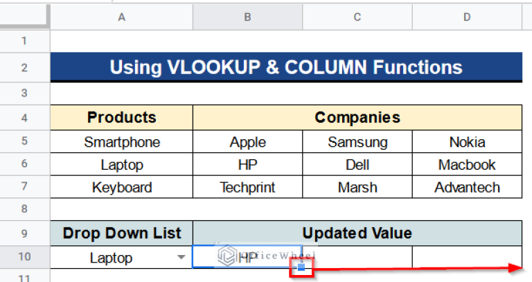 Updating Cell Values Based on Selection in Drop Down List in Google Spreadsheet