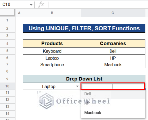 Updating Cell Values Based on Selection in Drop Down List in Google Spreadsheet