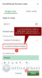 Conditional Formatting Highlight Duplicates in Google Sheets
