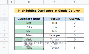 Conditional Formatting Highlight Duplicates in Google Sheets