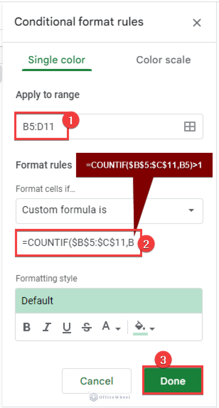 Conditional Formatting Highlight Duplicates in Google Sheets