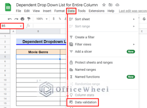 Dependent Drop Down List for Entire Column in Google Sheets