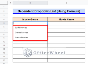 Dependent Drop Down List for Entire Column in Google Sheets