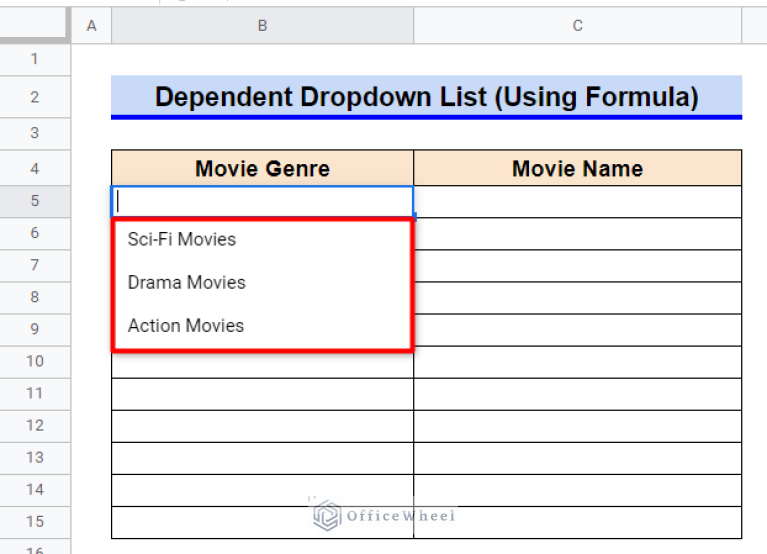 Dependent Drop Down List For Entire Column In Google Sheets