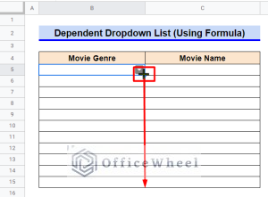 Dependent Drop Down List for Entire Column in Google Sheets