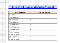Dependent Drop Down List for Entire Column in Google Sheets