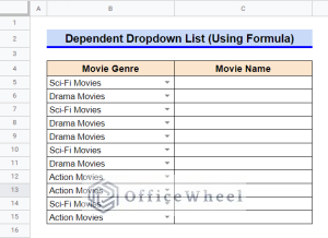 Dependent Drop Down List for Entire Column in Google Sheets