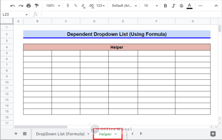 Dependent Drop Down List for Entire Column in Google Sheets