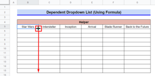Dependent Drop Down List for Entire Column in Google Sheets
