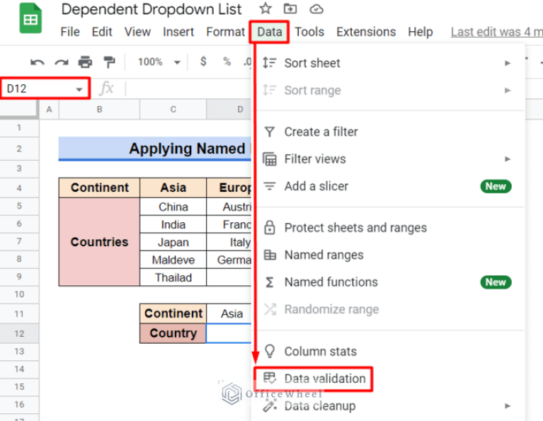 How to Create Dependent Drop Down List in Google Sheets