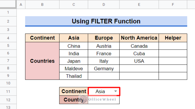 How to Create Dependent Drop Down List in Google Sheets