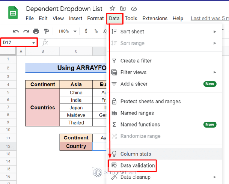 How to Create Dependent Drop Down List in Google Sheets