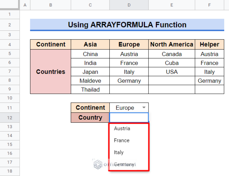 How to Create Dependent Drop Down List in Google Sheets
