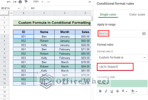 Highlight Row If Cell Contains Text with Conditional Formatting in Google Sheets
