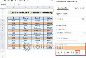 Highlight Row If Cell Contains Text with Conditional Formatting in Google Sheets