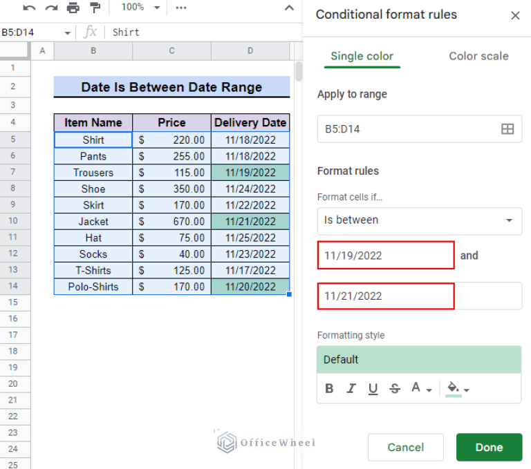 Highlight Row Based on Date in Google Sheets (2 Suitable Ways)