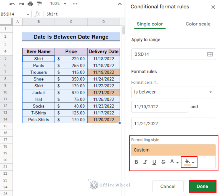 Highlight Row Based on Date in Google Sheets (2 Suitable Ways)