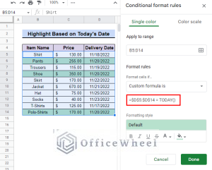 Highlight Row Based on Date in Google Sheets (2 Suitable Ways)