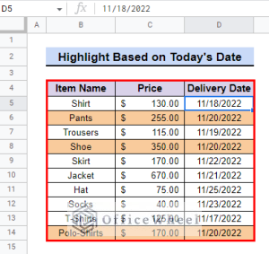 Highlight Row Based on Date in Google Sheets (2 Suitable Ways)
