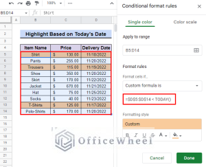 Highlight Row Based on Date in Google Sheets (2 Suitable Ways)