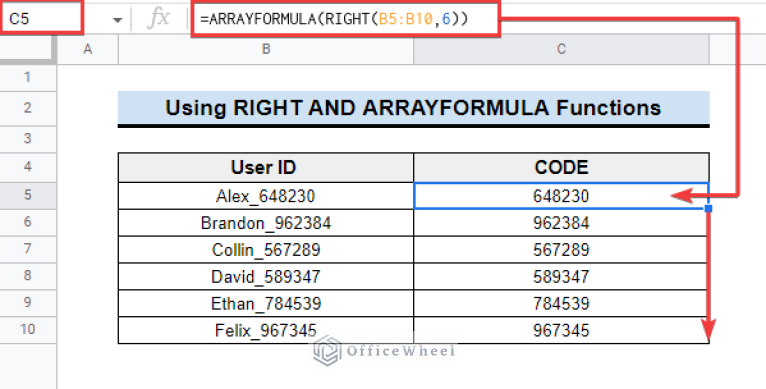 How to Use RIGHT Function in Google Sheets (6 Suitable Examples)