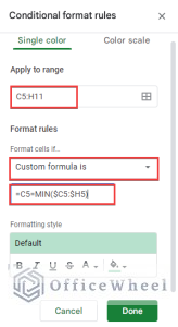 Highlight Lowest Value in Row in Google Sheets (2 Easy Ways)