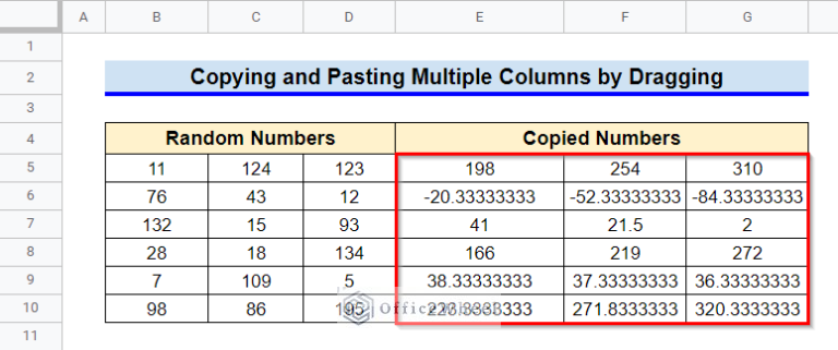 How to Copy and Paste Multiple Columns in Google Sheets