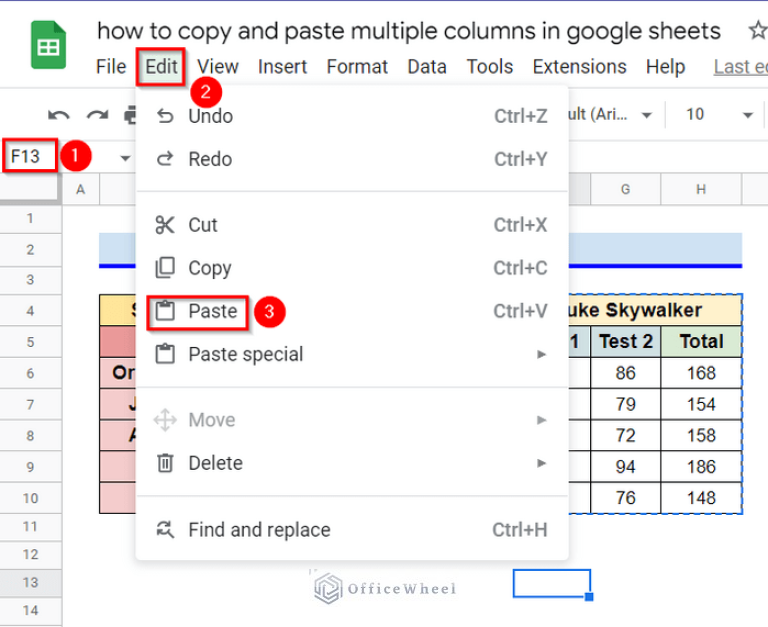 How to Copy and Paste Multiple Columns in Google Sheets