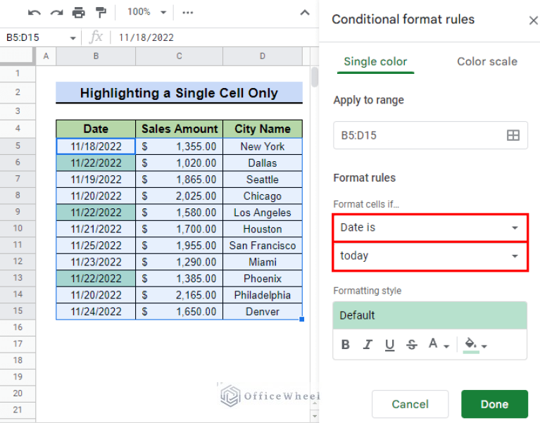 How to Highlight a Row If Date in Cell Is Today in Google Sheets