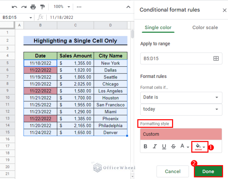 How to Highlight a Row If Date in Cell Is Today in Google Sheets
