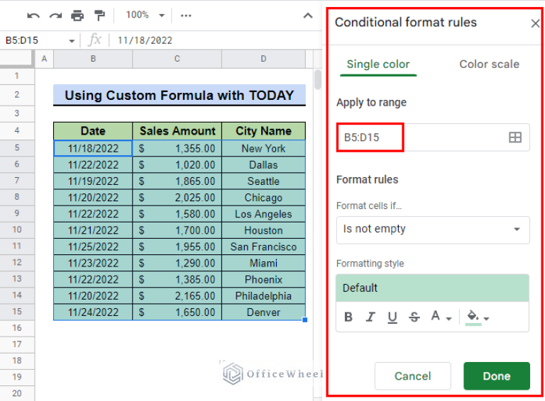 How to Highlight a Row If Date in Cell Is Today in Google Sheets