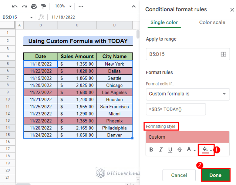 How to Highlight a Row If Date in Cell Is Today in Google Sheets