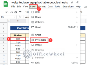 Calculate Weighted Average Using Pivot Table in Google Sheets
