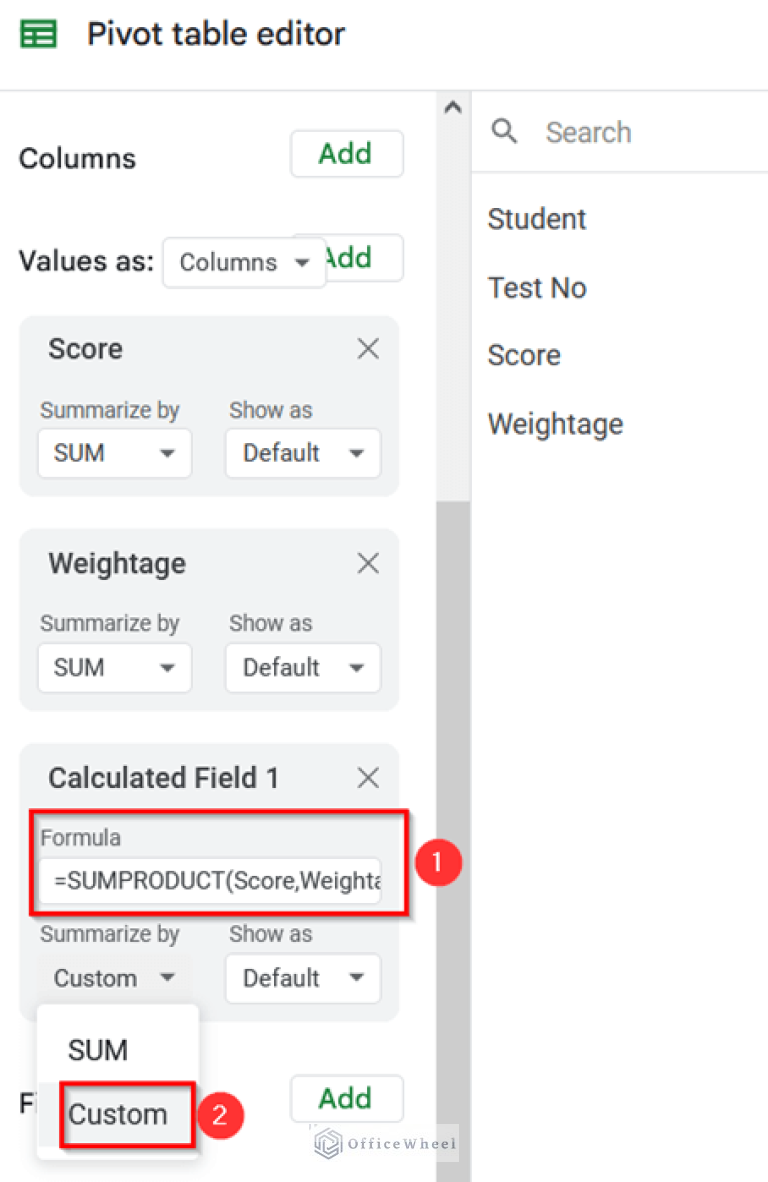 Calculate Weighted Average Using Pivot Table in Google Sheets