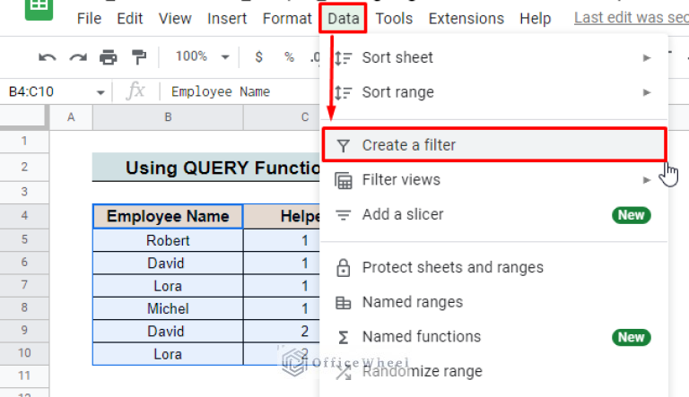 Google Sheets Use Filter to Remove Duplicates in Column