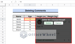 How to Delete Comment in Google Sheets (2 Possible Ways)