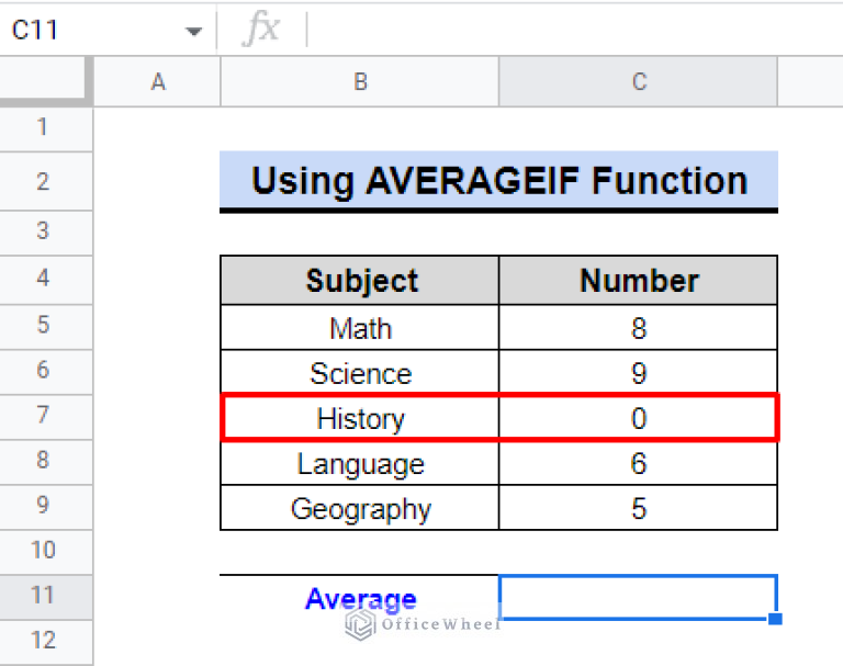 How to Average in Google Sheets If Value Is Not 0 (2 Simple Ways)