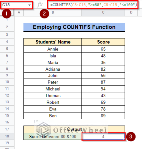Google Sheets Count Cells Between Two Numbers with COUNTIF Function
