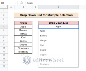 Create Drop Down List for Multiple Selection in Google Sheets