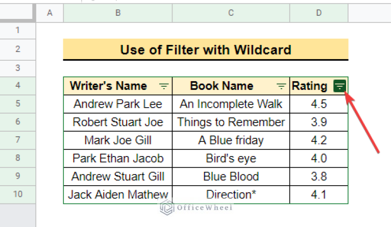 How to Use Filter with Wildcard in Google Sheets (3 Examples)
