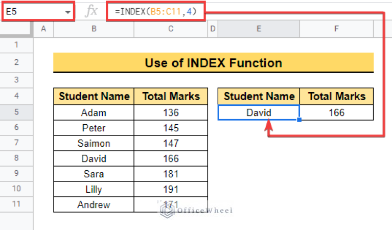 How to Use INDEX Function in Google Sheets (4 Easy Examples)