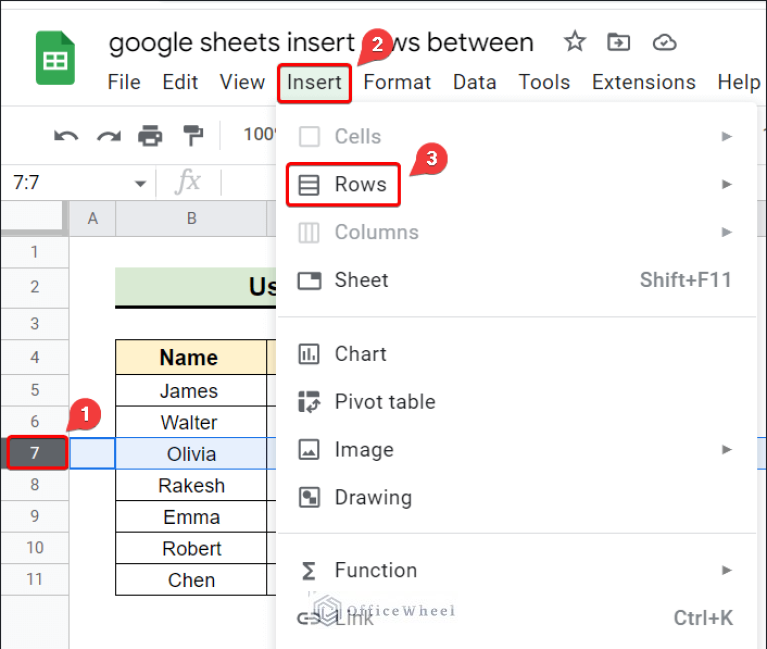 Insert Rows Between Other Rows in Google Sheets (4 Easy Ways)