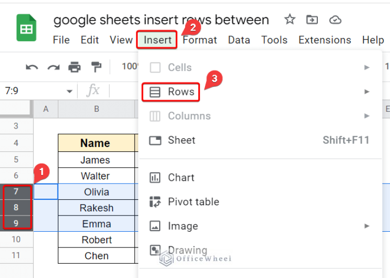 Insert Rows Between Other Rows in Google Sheets (4 Easy Ways)