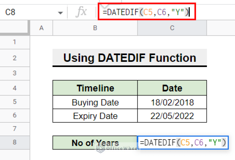 Calculate Number Of Years Between Two Dates In Google Sheets