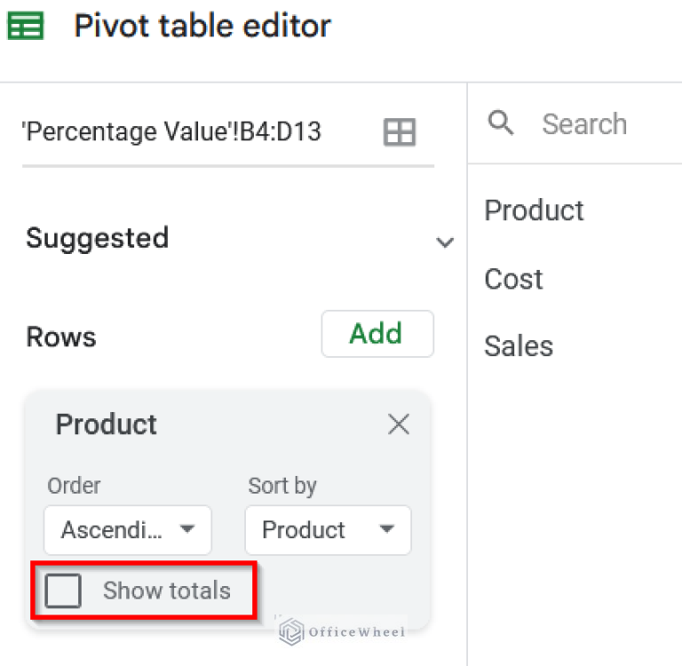 Find Difference Between Two Columns in Calculated Field of Google Sheets Pivot Table