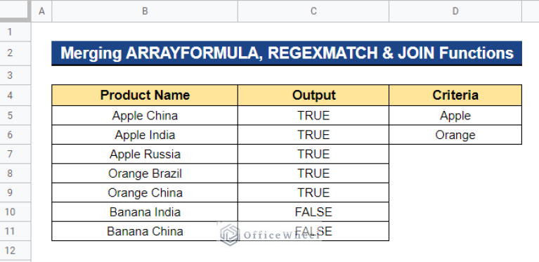 Use REGEXMATCH Function for Multiple Criteria in Google Sheets