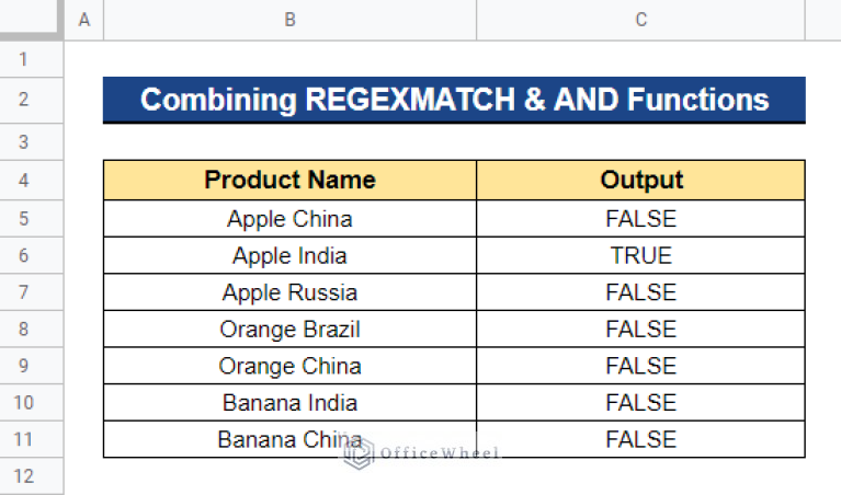 Use REGEXMATCH Function for Multiple Criteria in Google Sheets