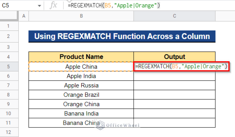 Use REGEXMATCH Function for Multiple Criteria in Google Sheets