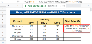 How to Sum Using ARRAYFORMULA in Google Sheets